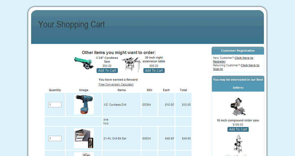 Curved Light Blue Cart